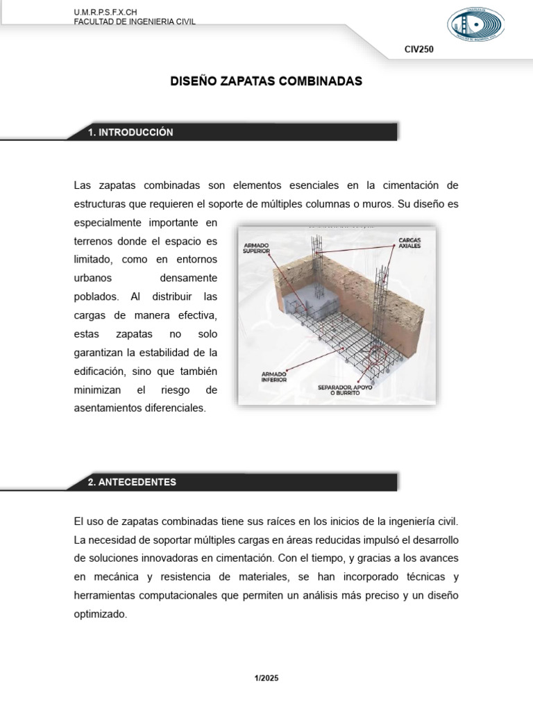Diseño De Zapatas Combinadas En Cimentación Pdf Fundación