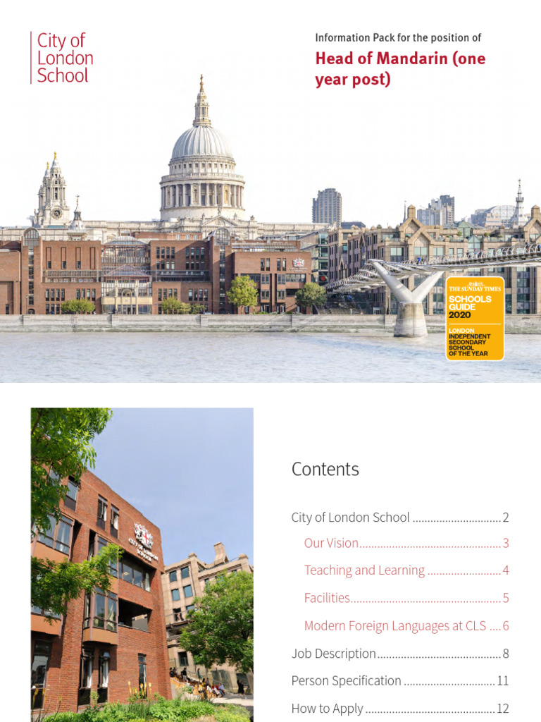 Job Pack - Head of Mandarin One Year Post 2024 | PDF | Curriculum