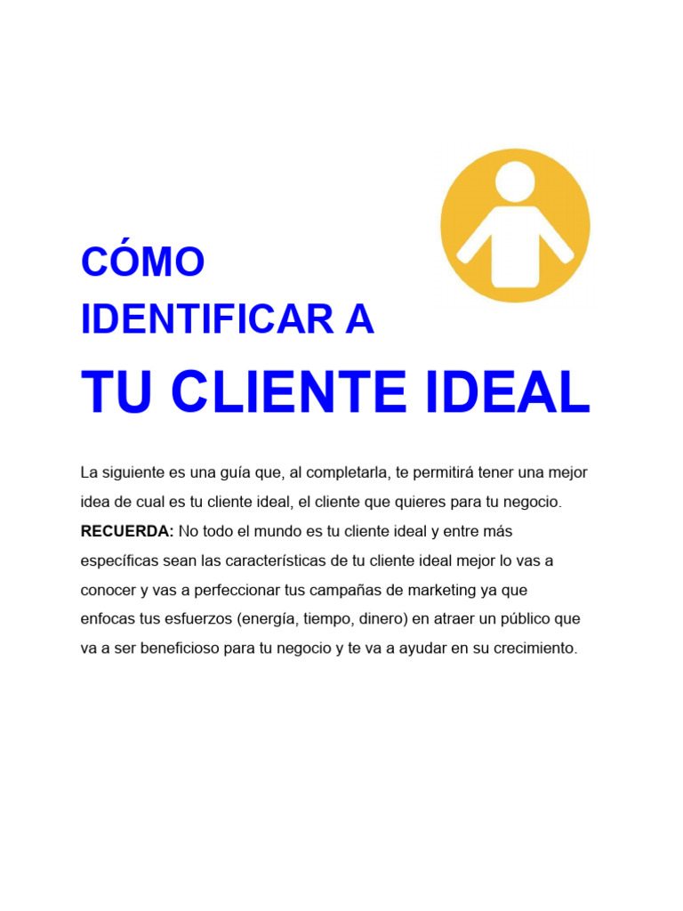 Guia Como Identificar A Tu Cliente Ideal | PDF | Cliente | Marketing