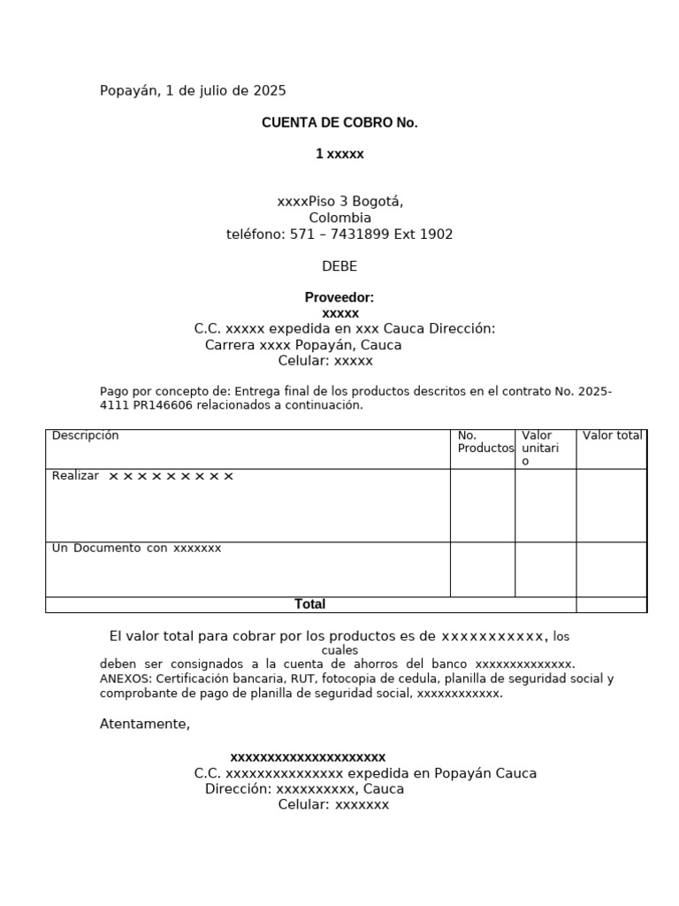 Cuenta de Cobro | PDF