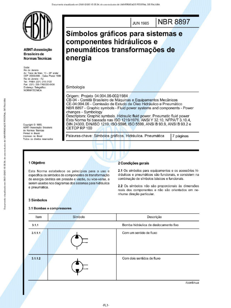 NBR8897 - Símbolos Hidráulicos e Pneumáticos Transformações de Energia ...
