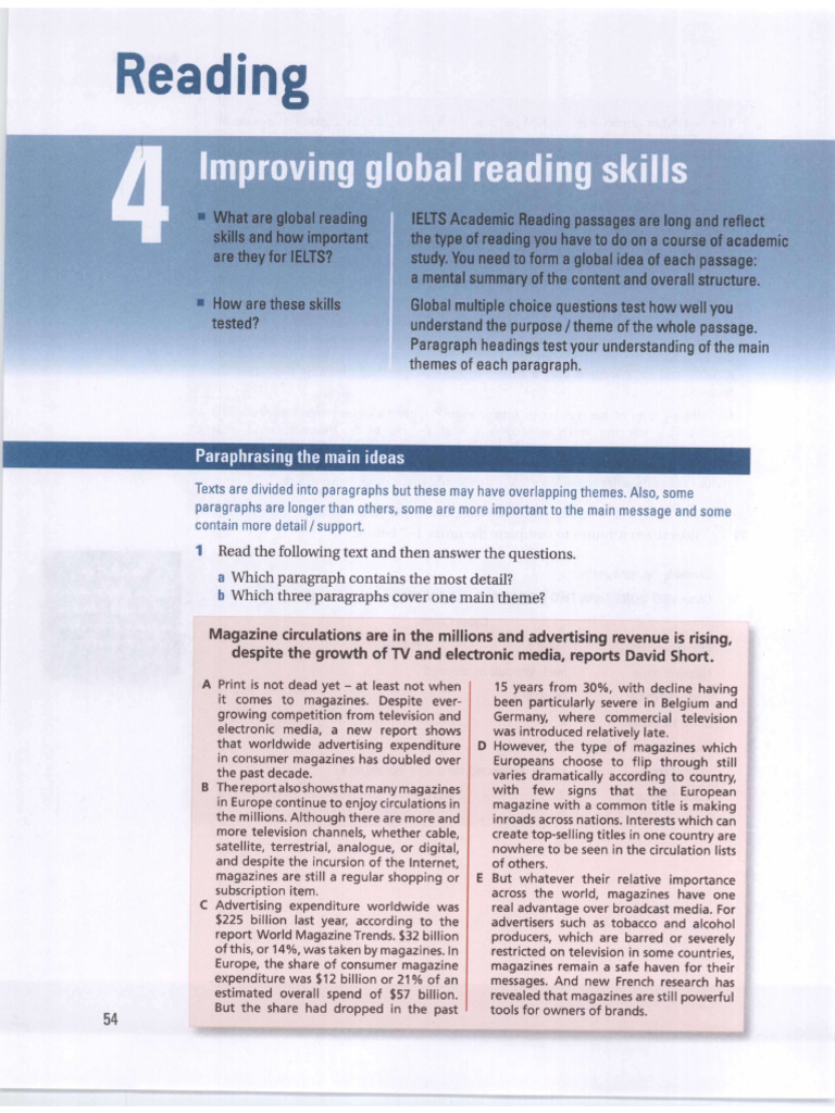 Reading - U4 - Global Reading Skills | PDF