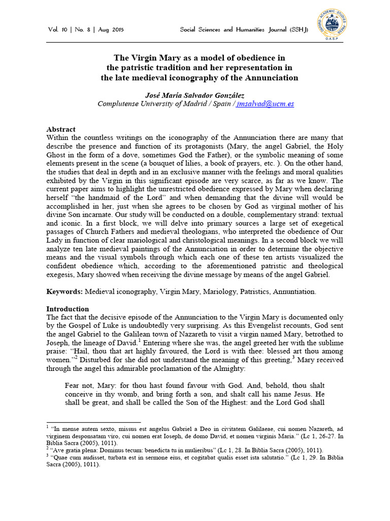 The Virgin Mary as a Model of Obedience | PDF | Mary, Mother Of Jesus ...