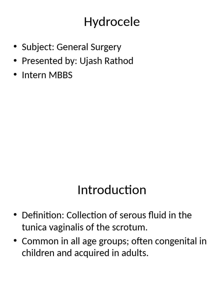 Hydrocele Surgery Case Presentation For 3rd Part 2 MBBS | PDF