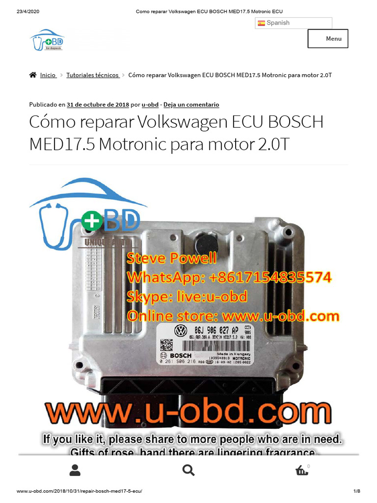 Como Reparar Volkswagen ECU BOSCH MED17.5 Motronic ECU | PDF ...