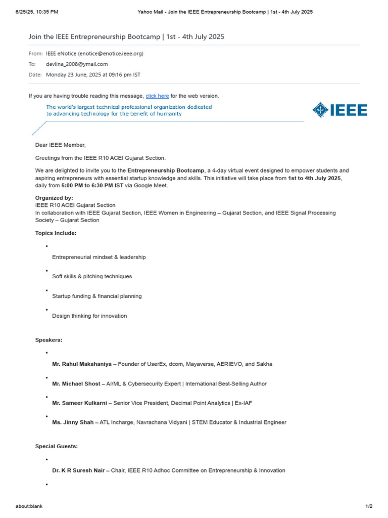 Join The IEEE Entrepreneurship Bootcamp - 1st - 4th July 2025 | PDF | Entrepreneurship | Small ...