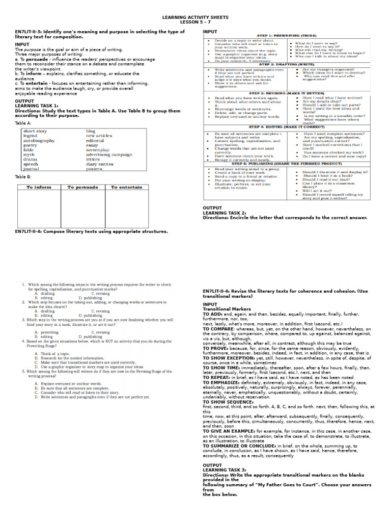 Las Learning Activity Sheet g7 English | PDF
