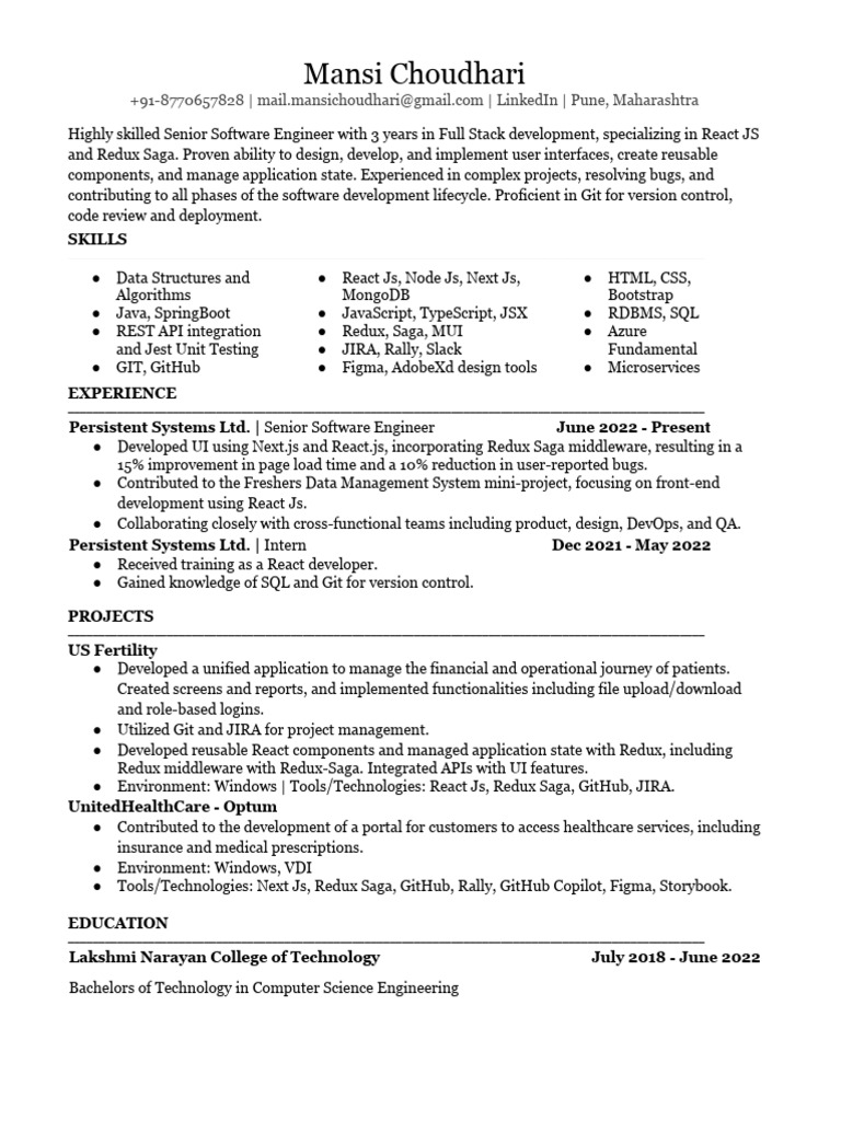 Mansi Chou Dhar I CV Start Up | PDF | Computer Science | Computing