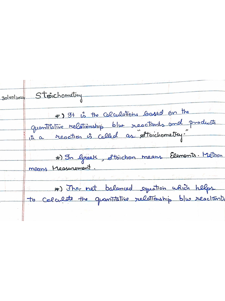 Chemistry Notes (Stoichiometry) (By Ram Babu) | PDF