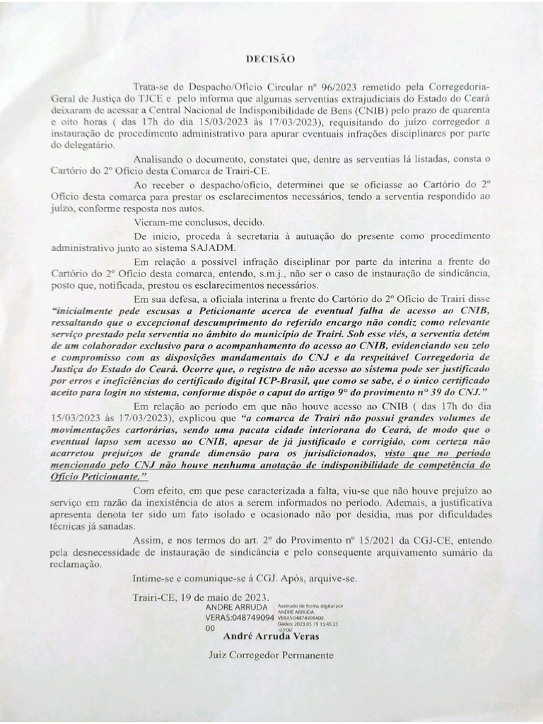 Sinoredi-Ce - Ofício Circular N° 024. | PDF