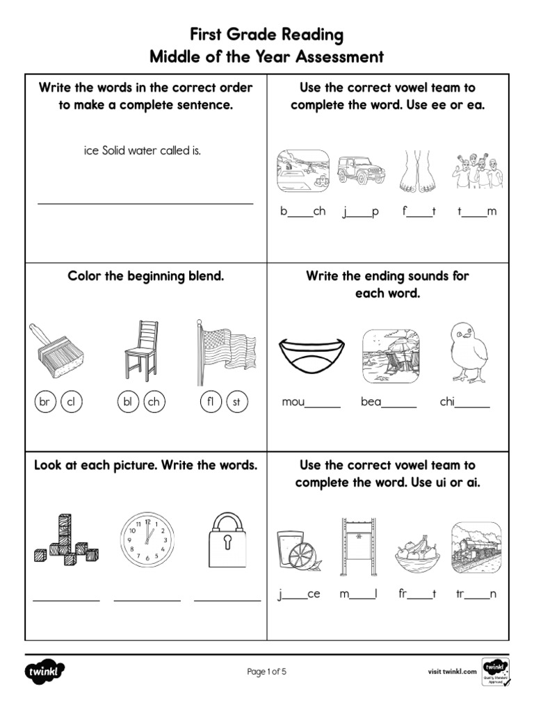 First Grade Middle of The Year ELA Reading Assessment | PDF