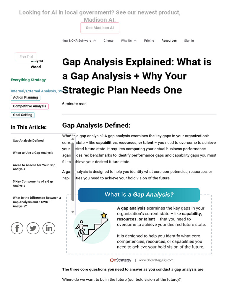 (ON - STRATEGY) Gap Analysis Explained | PDF | Swot Analysis | Strategic Planning