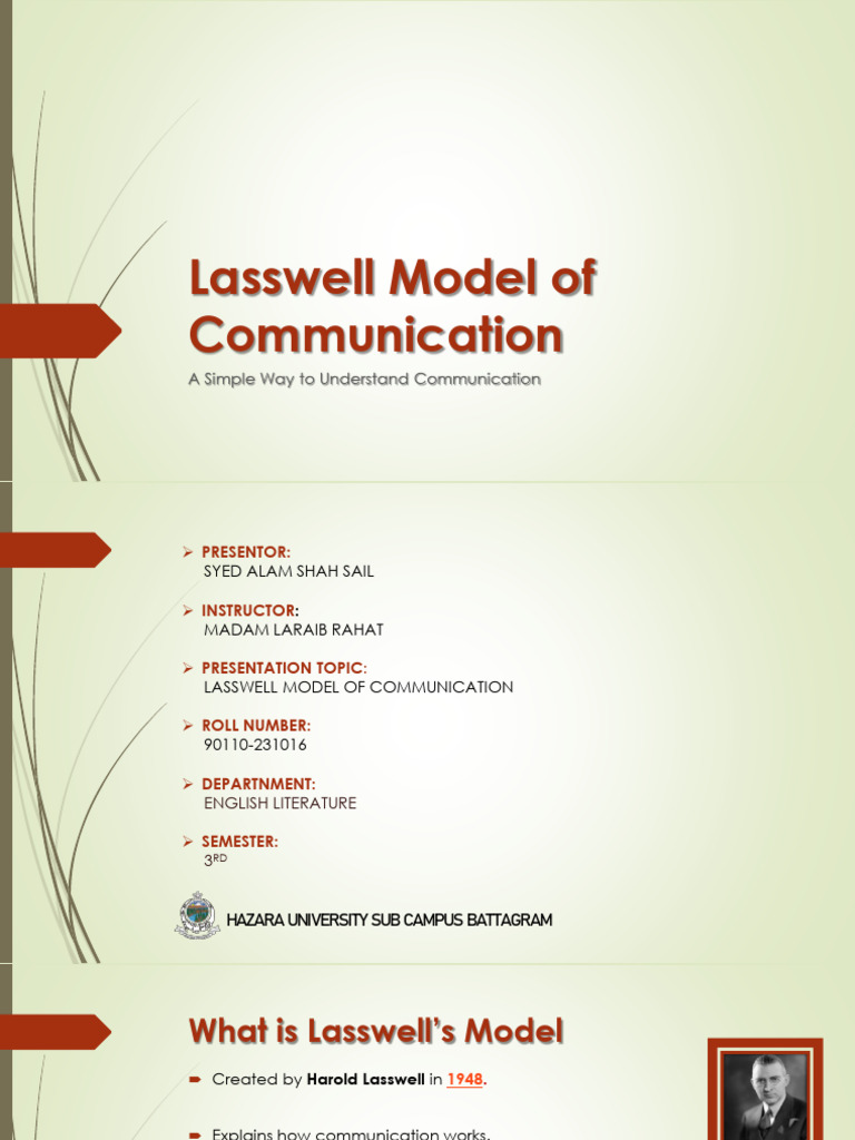 Lasswell's 1948 Communication Model Explained | PDF