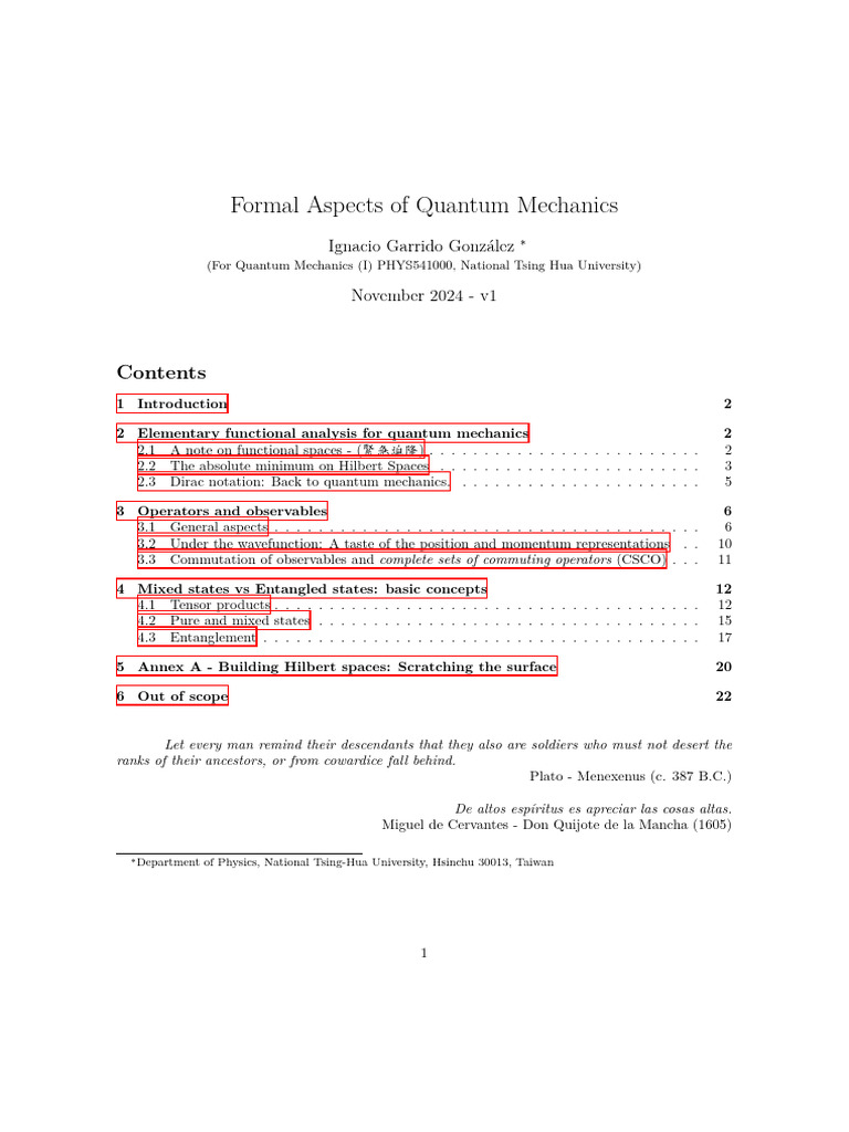 Formal Aspects of Quantum Mechanics - V1 | PDF | Hilbert Space | Quantum Mechanics