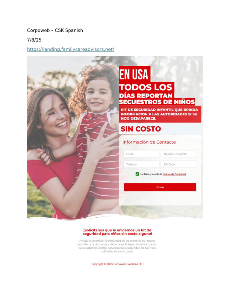 Corpoweb CSK Spanish Landing Page | PDF