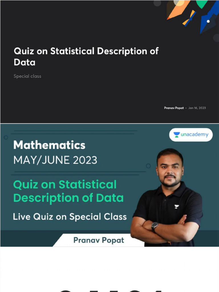 Quiz On Statistical Description of Data With Anno | PDF