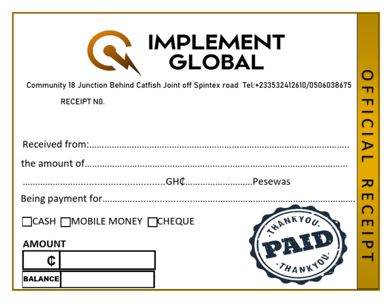 Official Payment Receipt Template | PDF