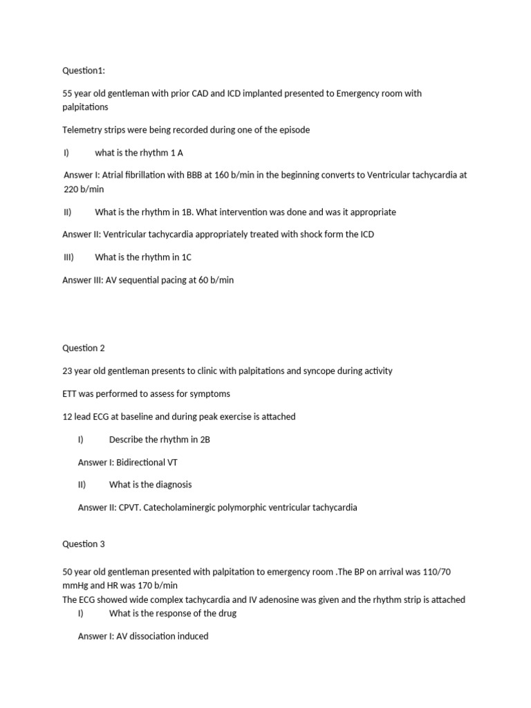 ECG Questions and Answer Key | PDF