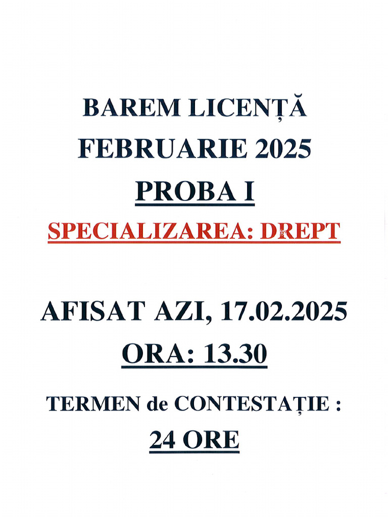 Barem Licenta DR 17 Februarie 2025 | PDF