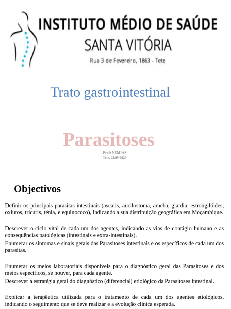 Aula 3 Parasitose | PDF | Microbiologia | Parasitologia