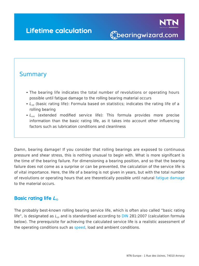 Bearing Lifetime Calculation | PDF | Bearing (Mechanical) | Mechanical ...