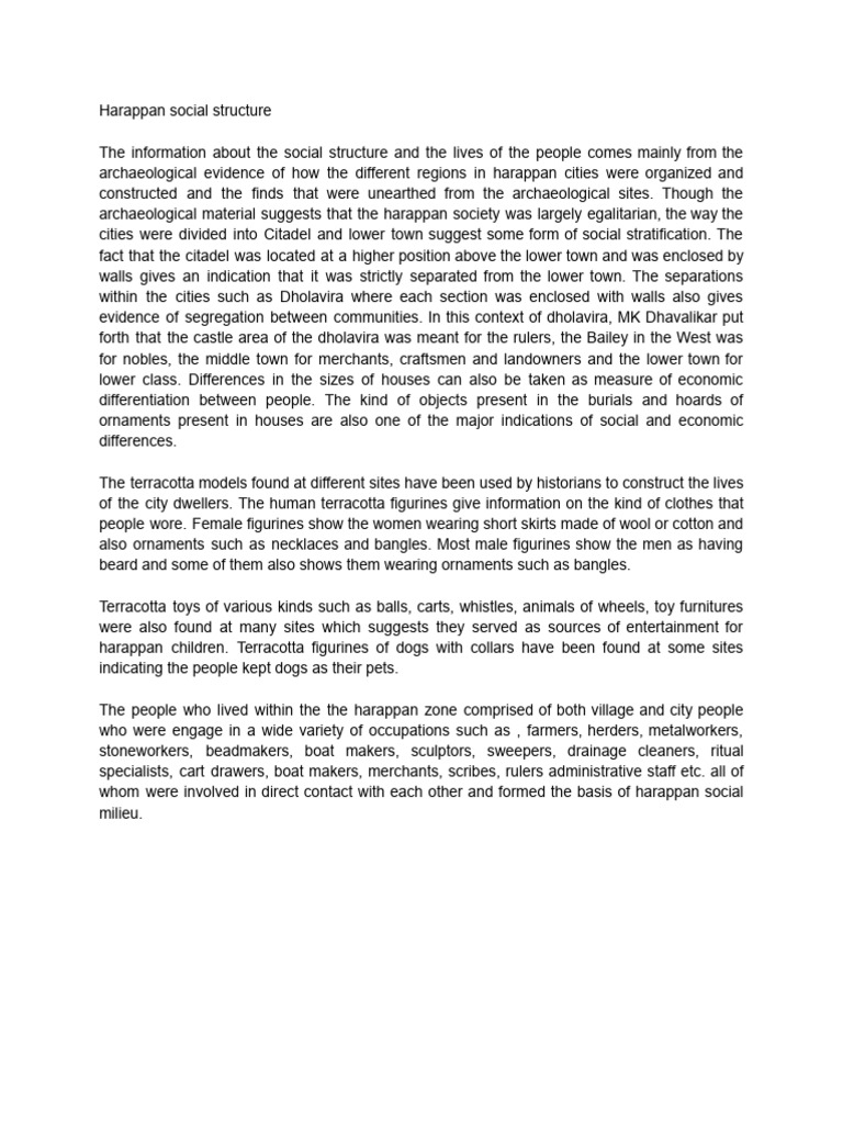 Harappan Society - BA Hons History | PDF