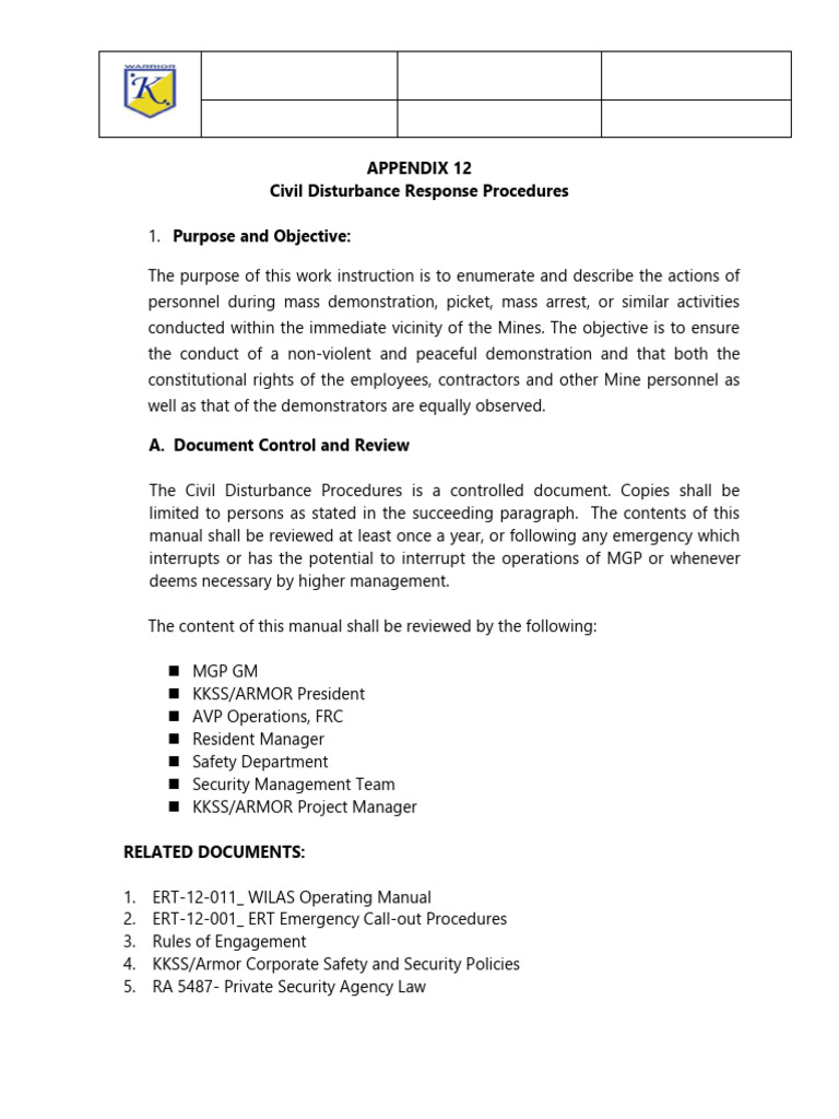 Civil Disturbance Response Manual | PDF | Emergency | Emergency Evacuation