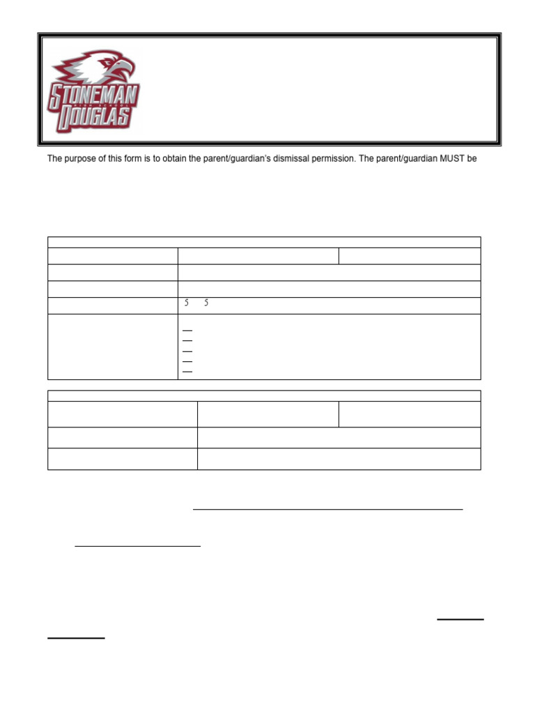 Early Sign Out Authorization Form SAT 2025 | PDF