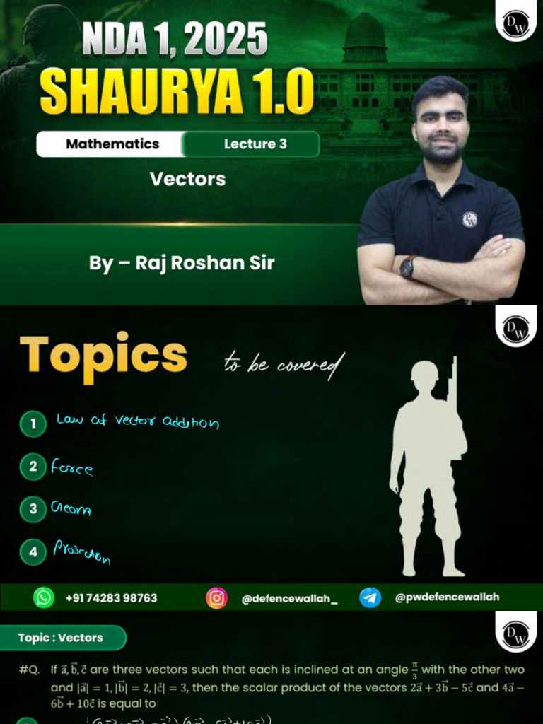 Math Lecture Vectors 03 Notes | PDF