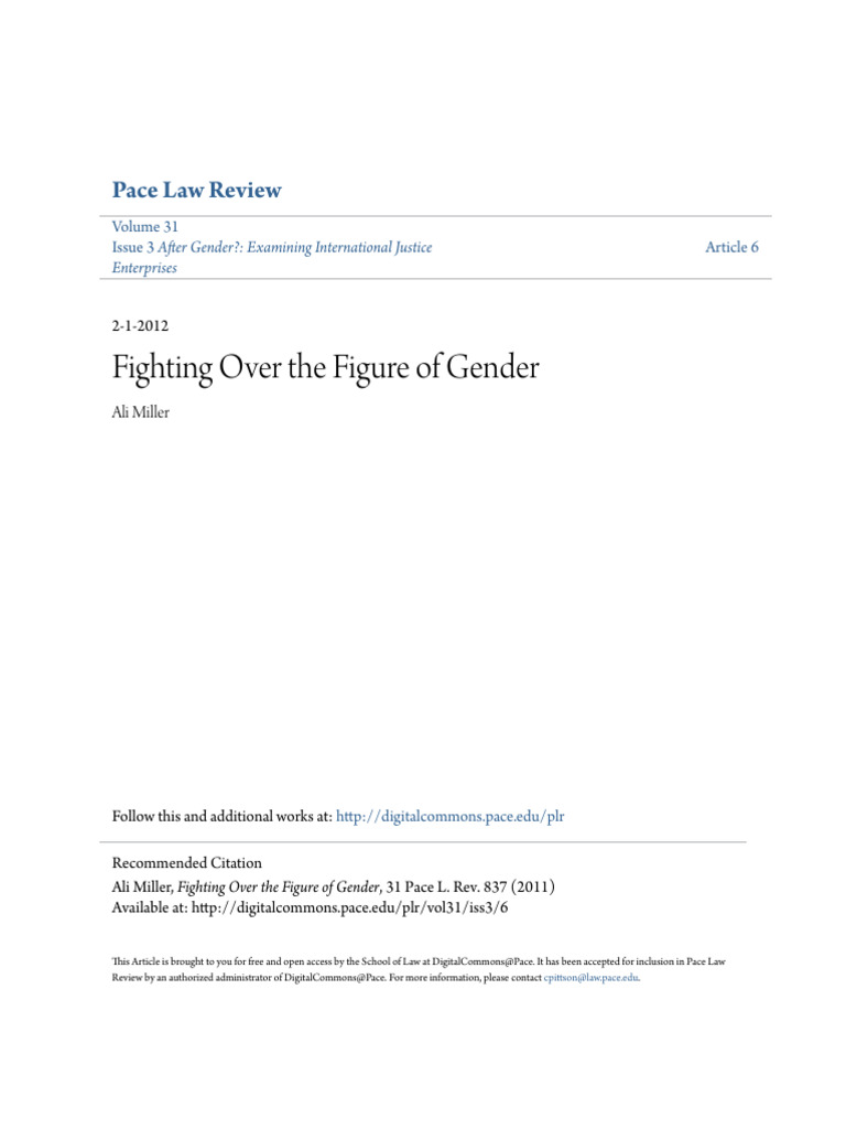 Ali Miller, Fighting Over The Figure of Gender | PDF | Gender | Gender ...