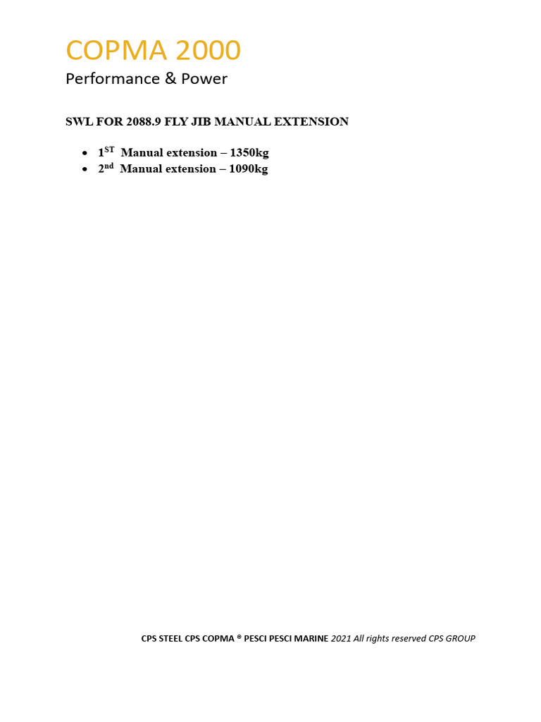 Fly Jib Manual Extension Weight - 1 | PDF