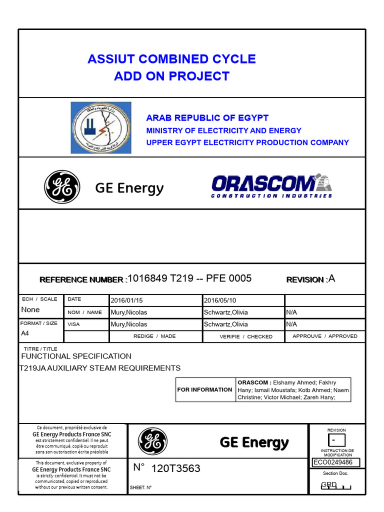 T219 - PFE 0005 Functional Specification - Auxiliary Steam Requirements ...