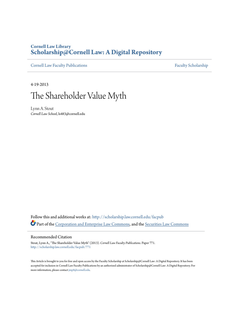 Debunking the Shareholder Value Myth | PDF | Shareholder Value | Bp