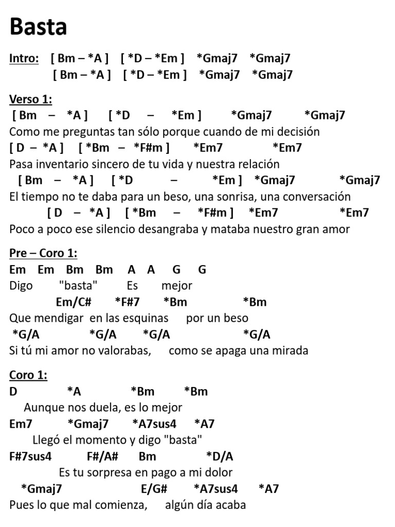 Basta - Letra y Acordes | PDF