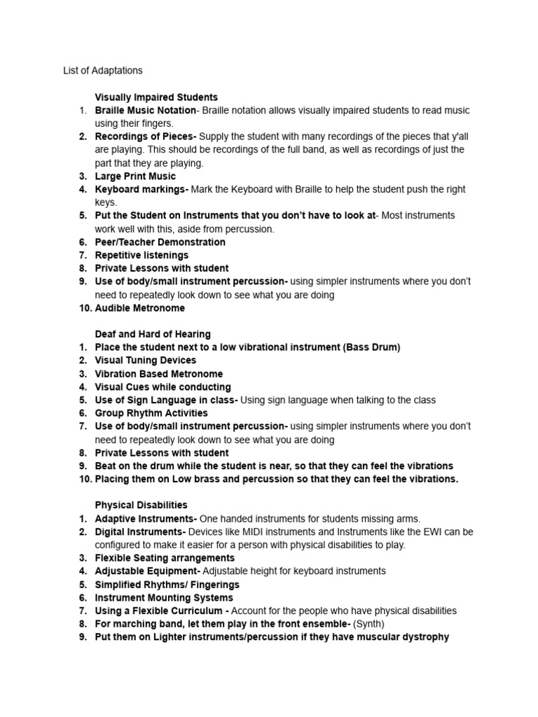 List of Adaptations PDF | PDF | Musical Instruments | Musical Notation