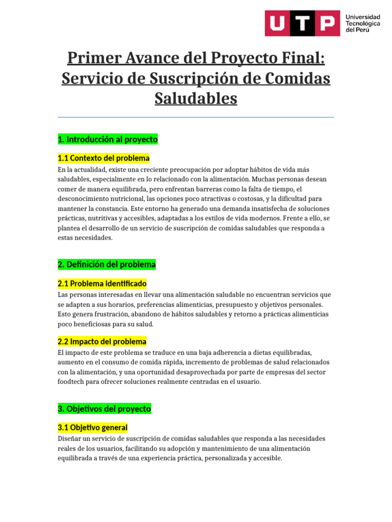 Avance Completo Proyecto Comidas Saludables 2.1 | PDF | El pensamiento ...