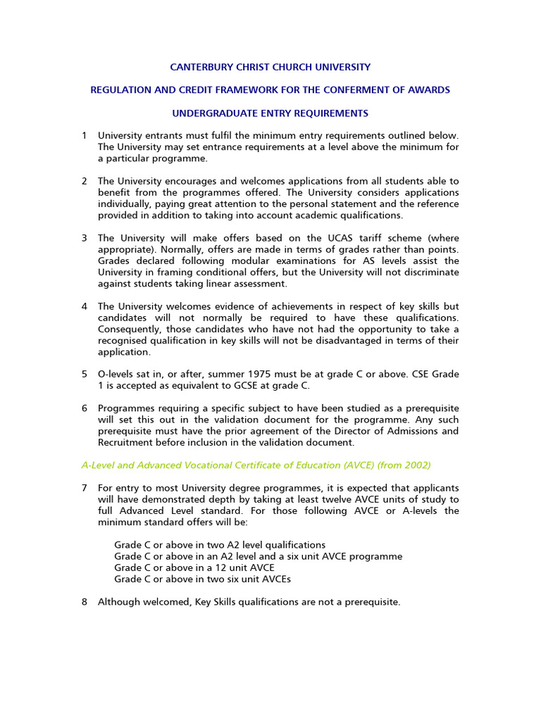 Ug Entry Requirements | PDF | Educational Assessment And Evaluation ...