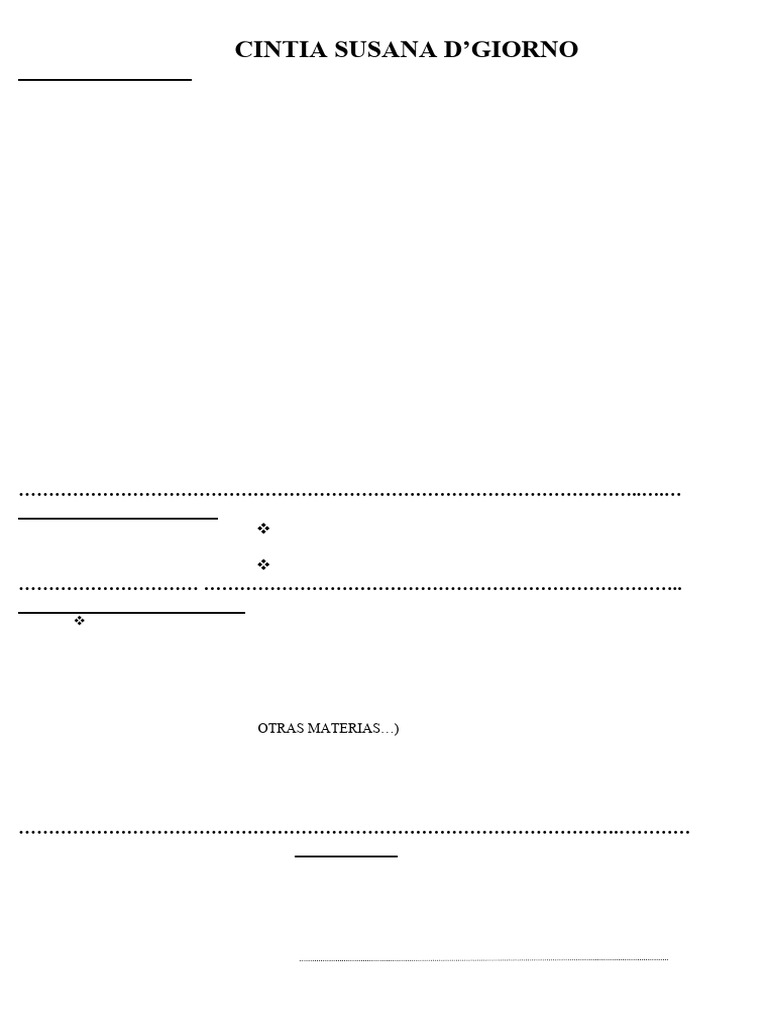 Curriculum Vitae - Cintia Susana D'giorno | PDF