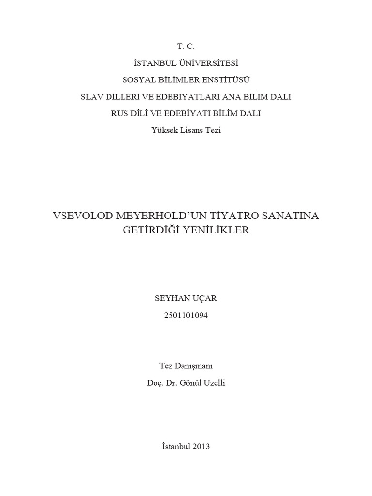 Meyerhold - Biyomekanik - Yl Tez | PDF