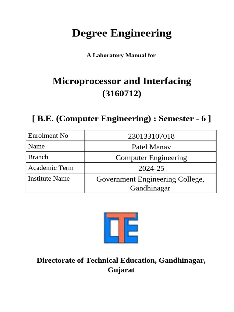 Microprocessor Lab Manual for Engineers | PDF | Central Processing Unit ...