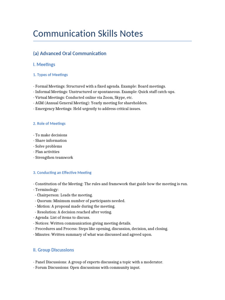 Communication Skills Notes | PDF | Communication | Human Communication