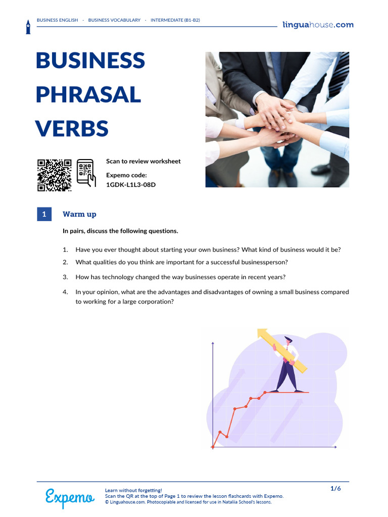 Business Phrasal Verbs British English Teacher B1 B2 | PDF | English ...