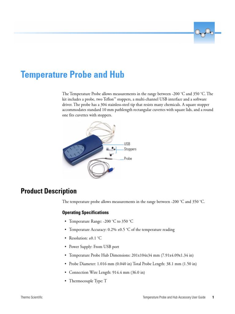 3308 - Uvnn - Ev - Temperatue Probe Accy - Ug | PDF | Usb | Temperature