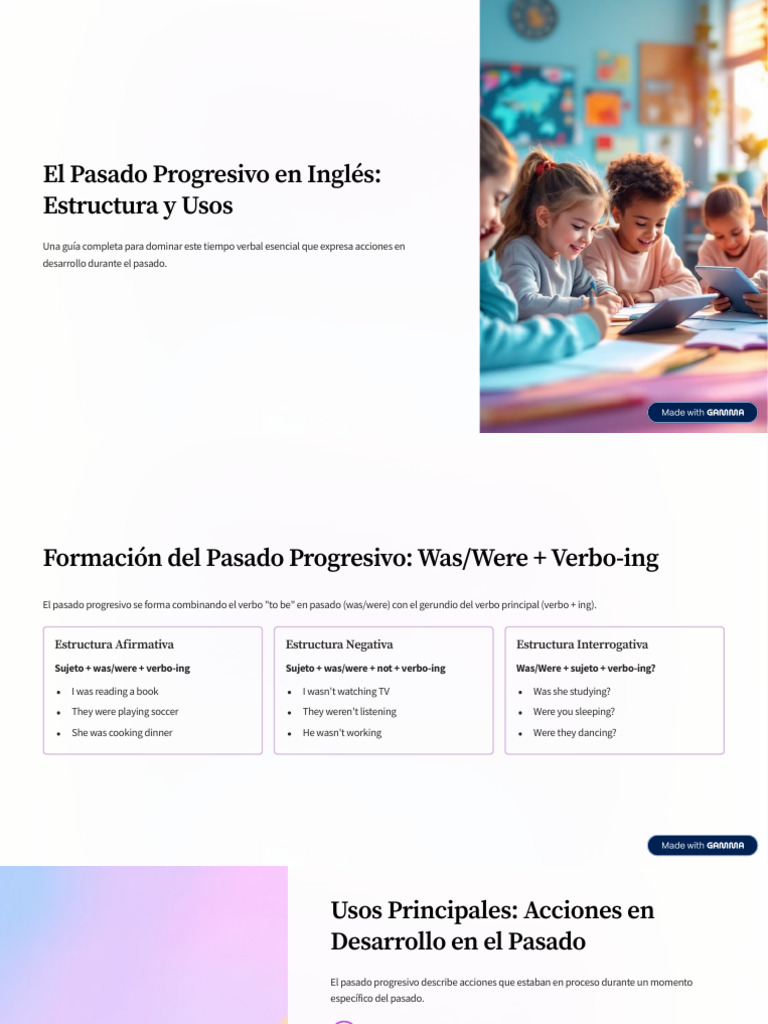 El Pasado Progresivo en Ingles Estructura y Usos | PDF | Verbo ...
