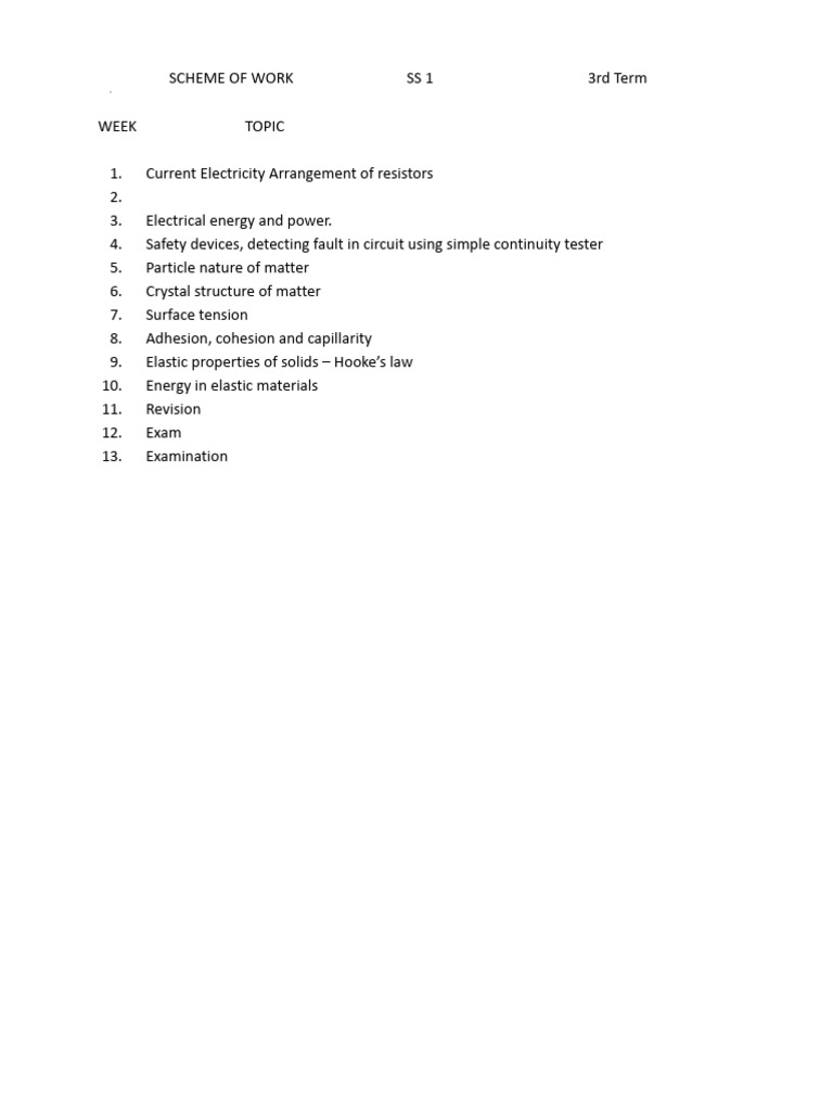 Phy Ss 1 3rd Term Lesson Plan | PDF | Crystal | Crystal Structure