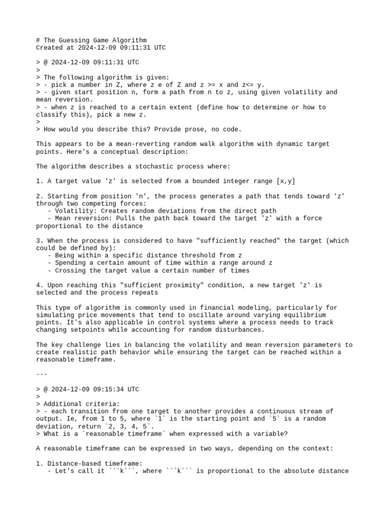 The Guessing Game Algorithm | PDF | Volatility (Finance) | Time