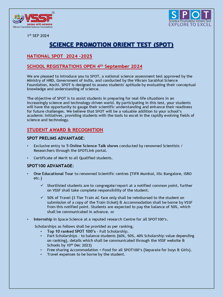 Spot 2024 25 Awards Guidelines Procedure 66681 | PDF | Science
