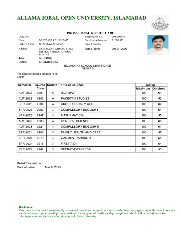 My Matric Certificate | PDF