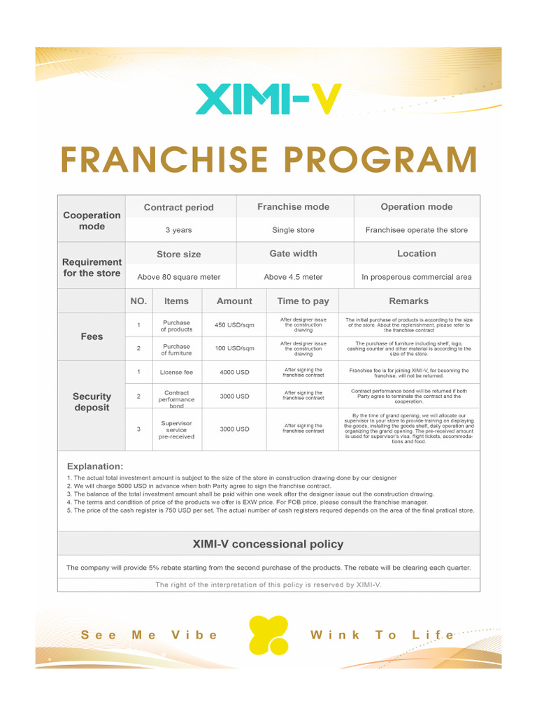 XIMI-V Franchise Policy 2025 | PDF