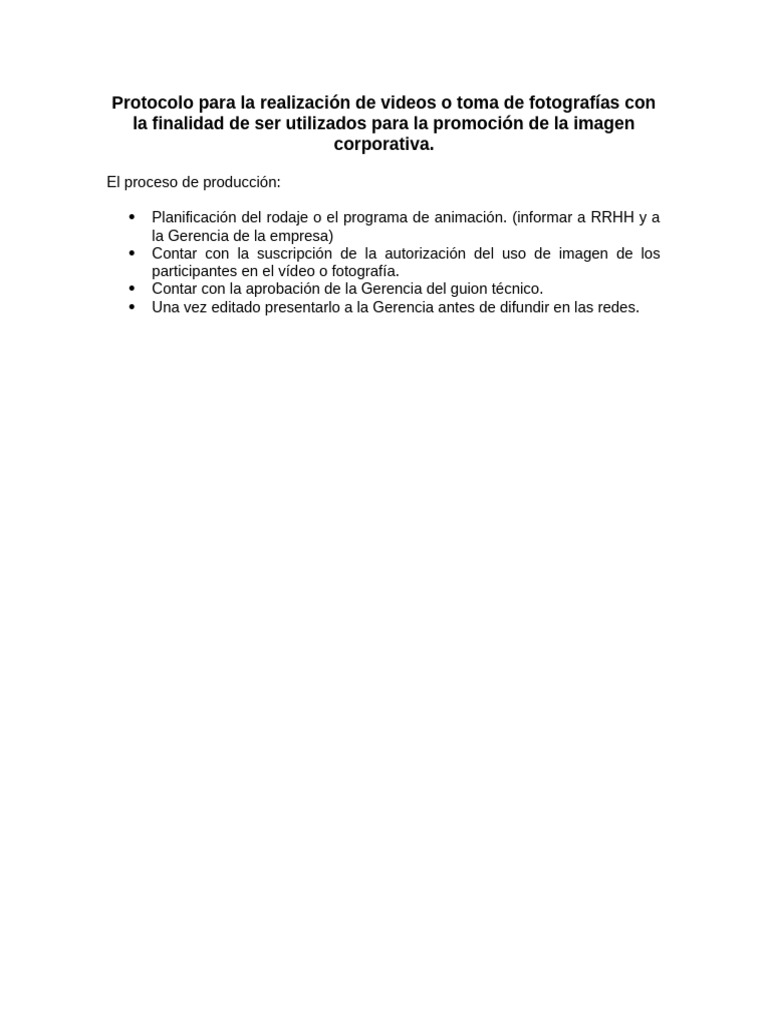Protocolo para La Realización de Videos o Toma de Fotografías Con La ...